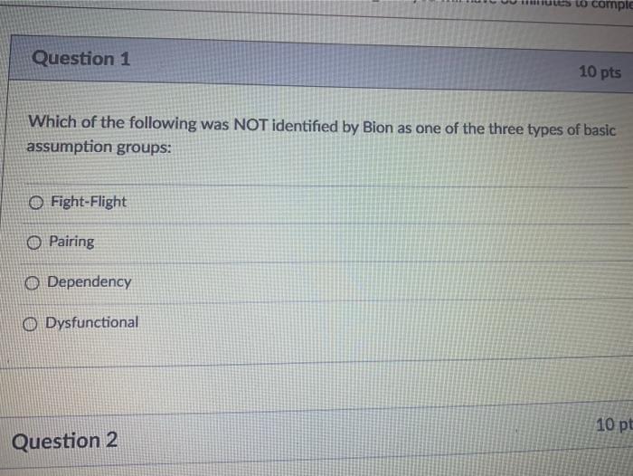 Solved to comple Question 1 10 pts Which of the following | Chegg.com