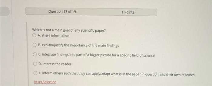 Solved Select the TRUE statement, Scientific papers aim to | Chegg.com