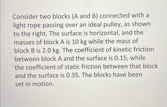 Solved Consider Two Blocks A And B Connected With A Light