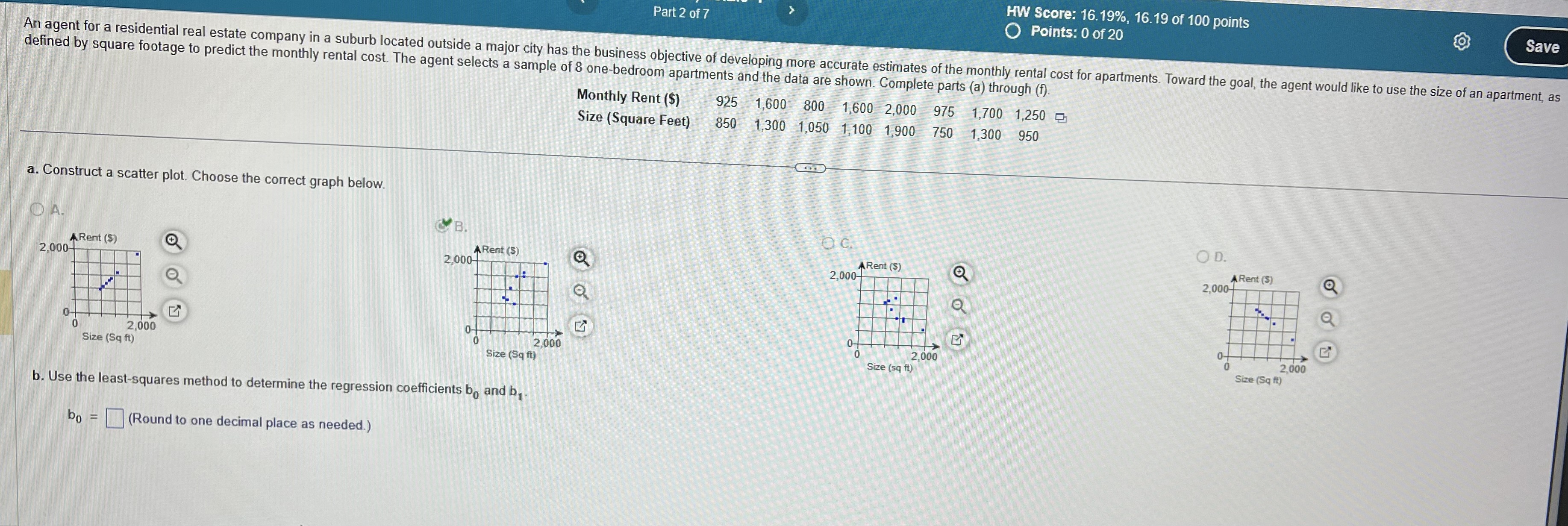 Solved defined by square footage to predict the monthly | Chegg.com