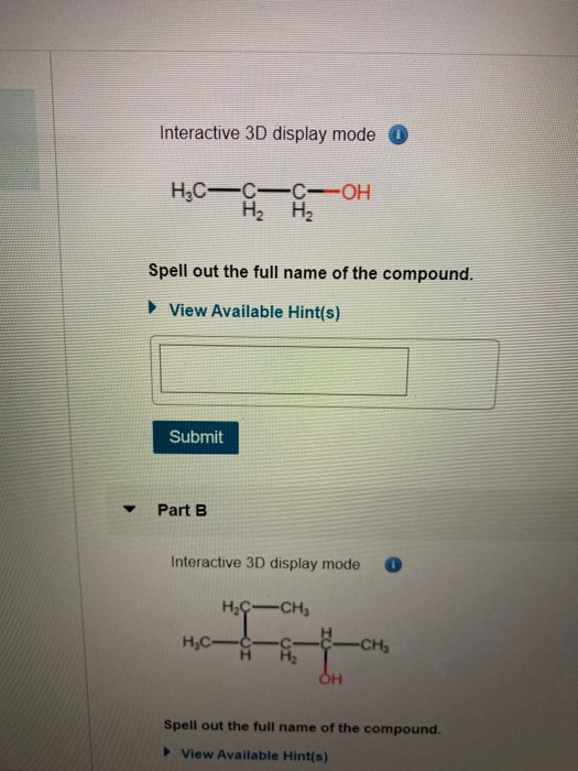Solved Interactive 3D display mode H2CCC-OH Hz Hz Spell out | Chegg.com