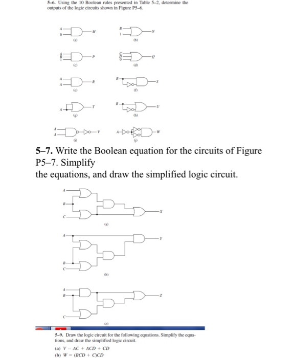 5-6. Using the 10 Boolean rules presented in Table | Chegg.com