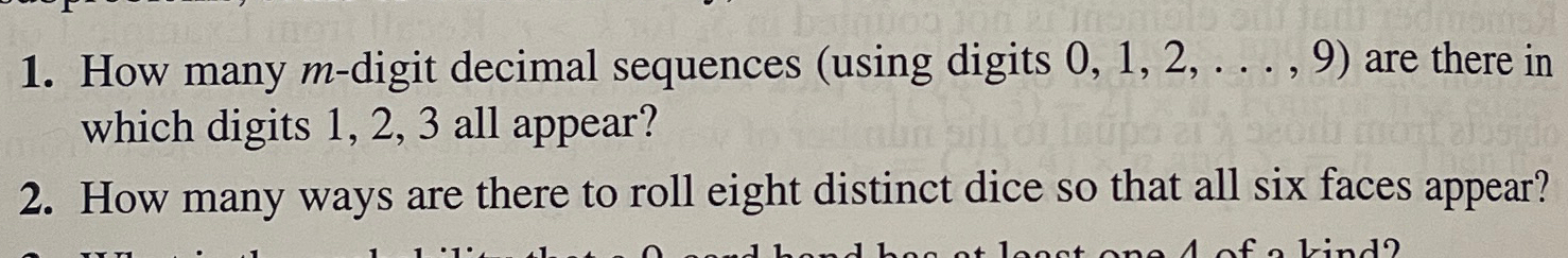 Solved How many m-digit decimal sequences (using digits | Chegg.com