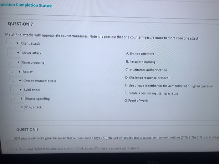 Solved question Completion Status: QUESTION 7 Match the | Chegg.com