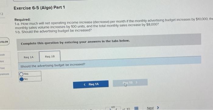 Solved Required information Exercise 6.5 (Algo) Changes in | Chegg.com