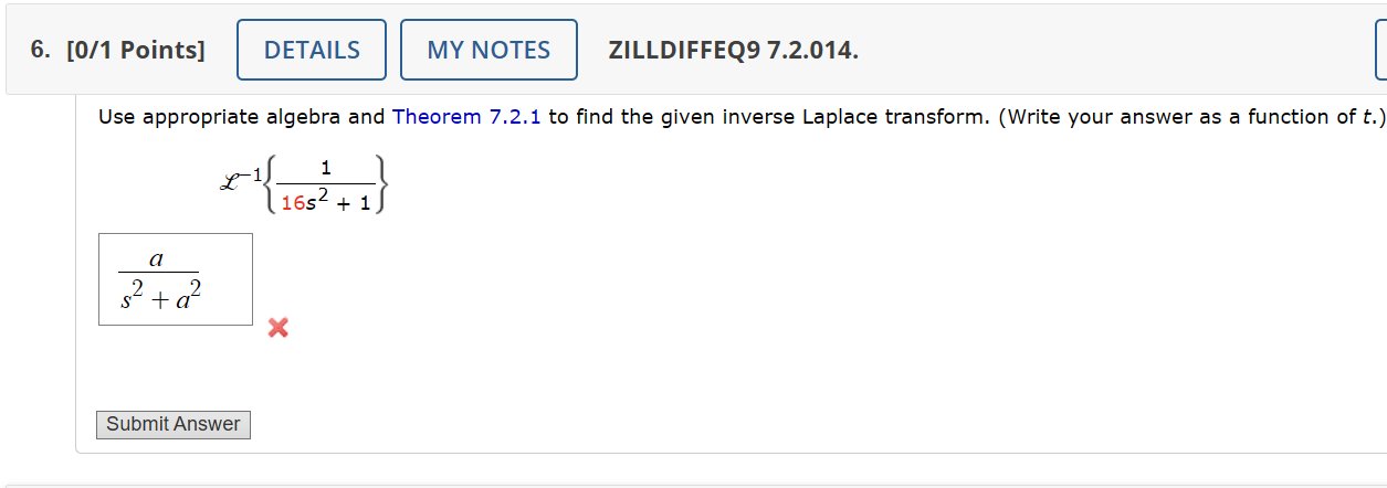 Solved Use appropriate algebra and Theorem 7.2.1 ﻿to find | Chegg.com