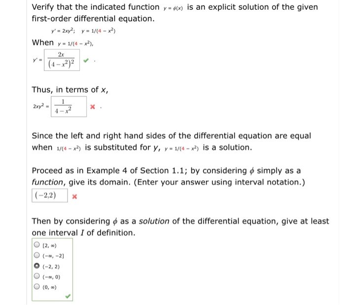 Solved Verify That The Indicated Function Y X Is An