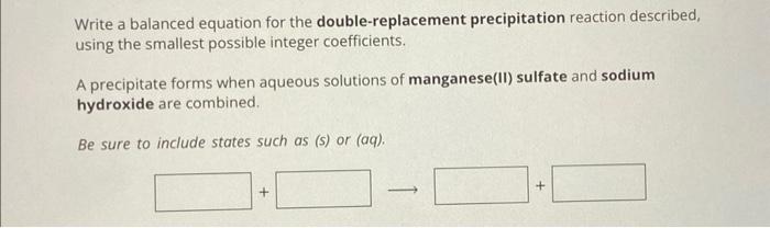 Solved Write a balanced equation for the double-replacement | Chegg.com