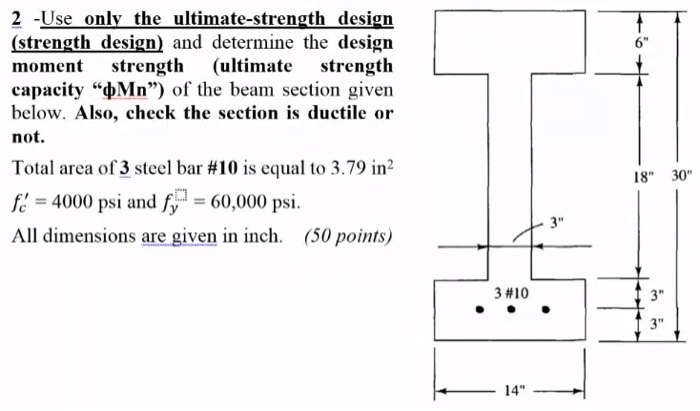 Solved 2 -Use only the ultimate-strength design (strength | Chegg.com
