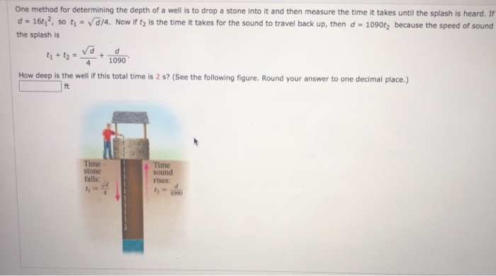 Solved One method for determining the depth of a well is to | Chegg.com