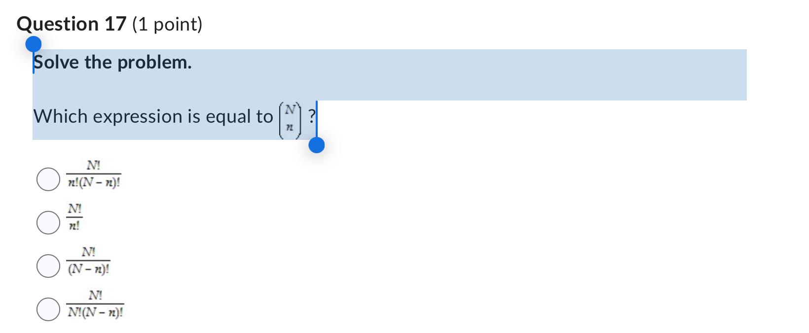 Solved Question 17 (1 ﻿point)Solve the problem.Which | Chegg.com