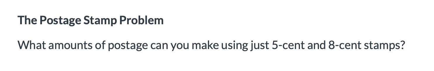 Solved The Postage Stamp ProblemWhat amounts of postage can | Chegg.com