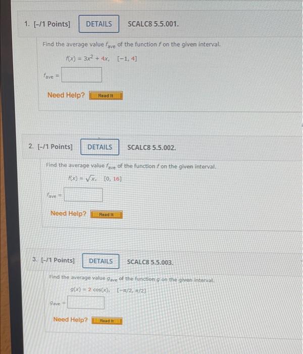 Solved 1. [-/1 Points] DETAILS SCALC8 5.5.001. Find the | Chegg.com