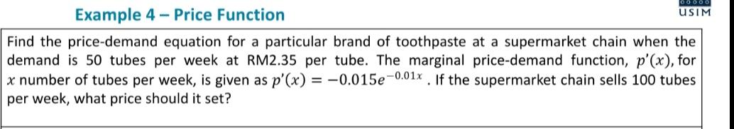 Solved Example 4-Price FunctionFind the price-demand | Chegg.com