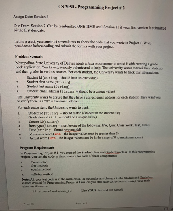 Solved CS 2050 - Programming Project # 2 Assign Date: | Chegg.com