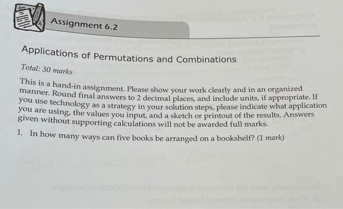 Solved Assignment 6.2 Applications of Permutations and | Chegg.com