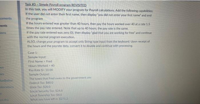 Solved Task #3 - Simple Payroll program REVISITED In this | Chegg.com