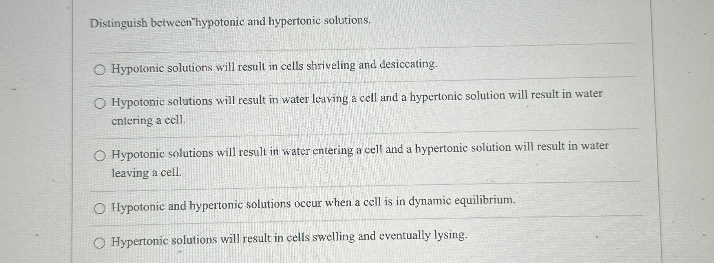 Solved Distinguish betweeňhypotonic and hypertonic | Chegg.com