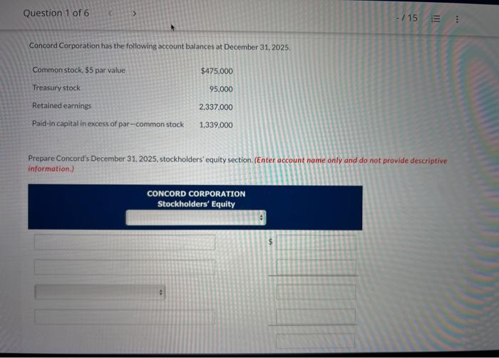 Solved Concord Corporation has the following account | Chegg.com