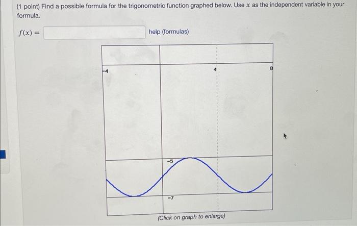 Solved (1 point) Find a possible formula for the | Chegg.com