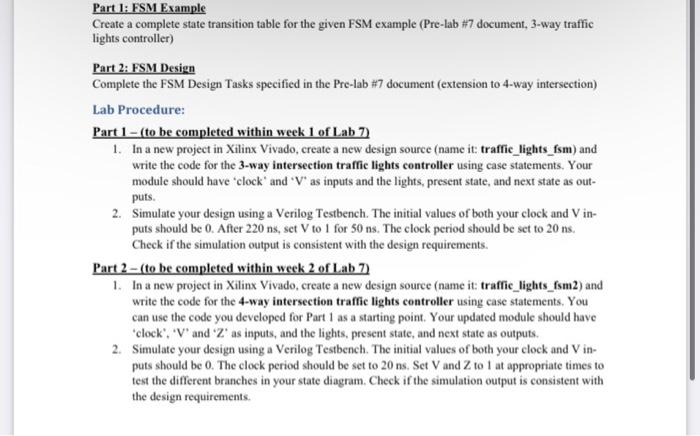 Solved Part I: FSM Example Create a complete state | Chegg.com