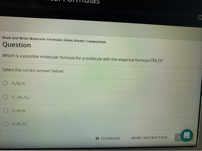 Solved Read and Write Molecular Formulas Given Atomic | Chegg.com