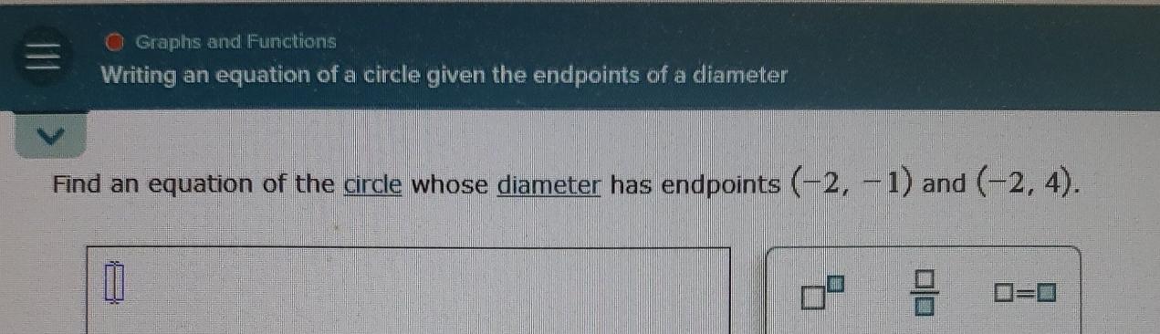 Solved Graphs and FunctionsWriting an equation of a circle | Chegg.com
