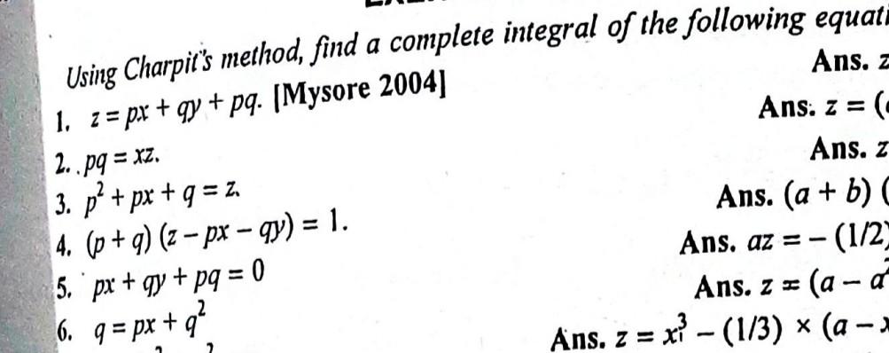 Solved Using Charpit's method, find a complete integral of | Chegg.com