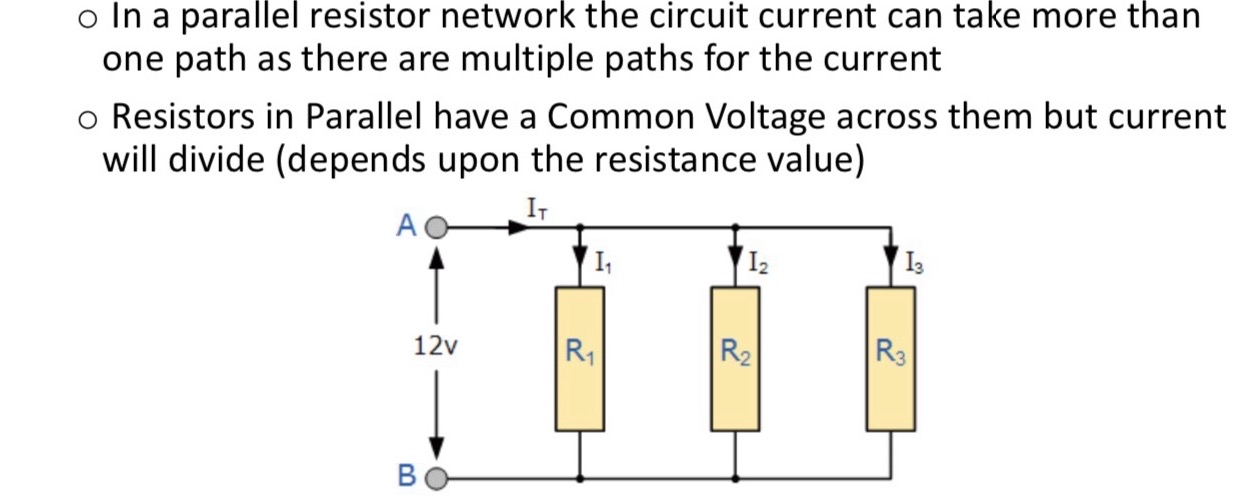 Solved o In a parallel resistor network the circuit current | Chegg.com