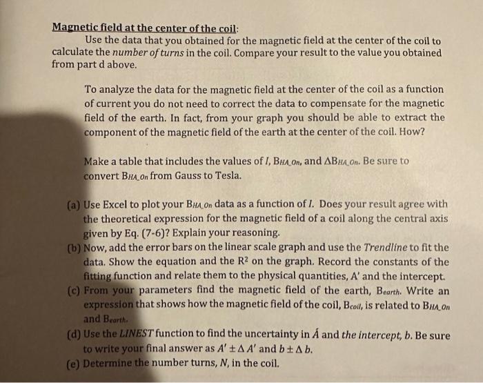Solved Probe Magnetic field along the coil central axis: To | Chegg.com