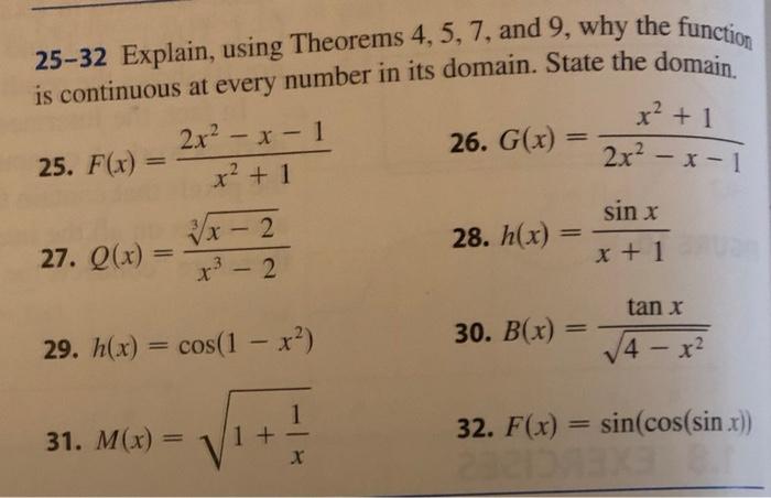 Solved 25 32 Explain Using Theorems 4 5 7 And 9 Why The