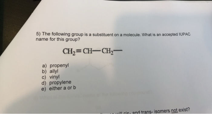 Solved 5) The following group is a substituent on a | Chegg.com