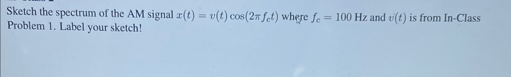 Solved Sketch the spectrum of the AM signal | Chegg.com