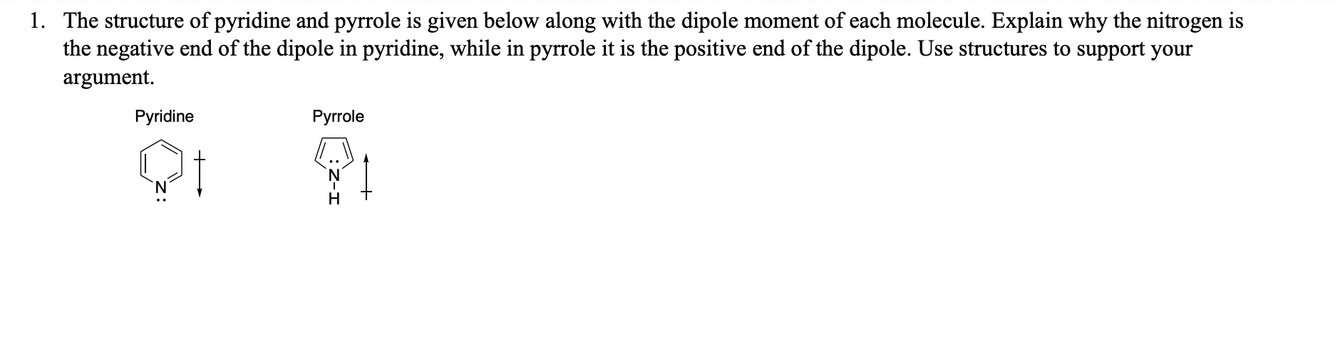 Solved The structure of pyridine and pyrrole is given below | Chegg.com