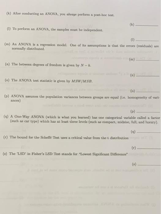 Solved Determine whether each of the following is True or | Chegg.com