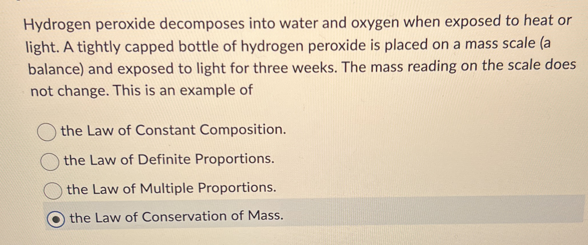 Solved Hydrogen peroxide decomposes into water and oxygen | Chegg.com