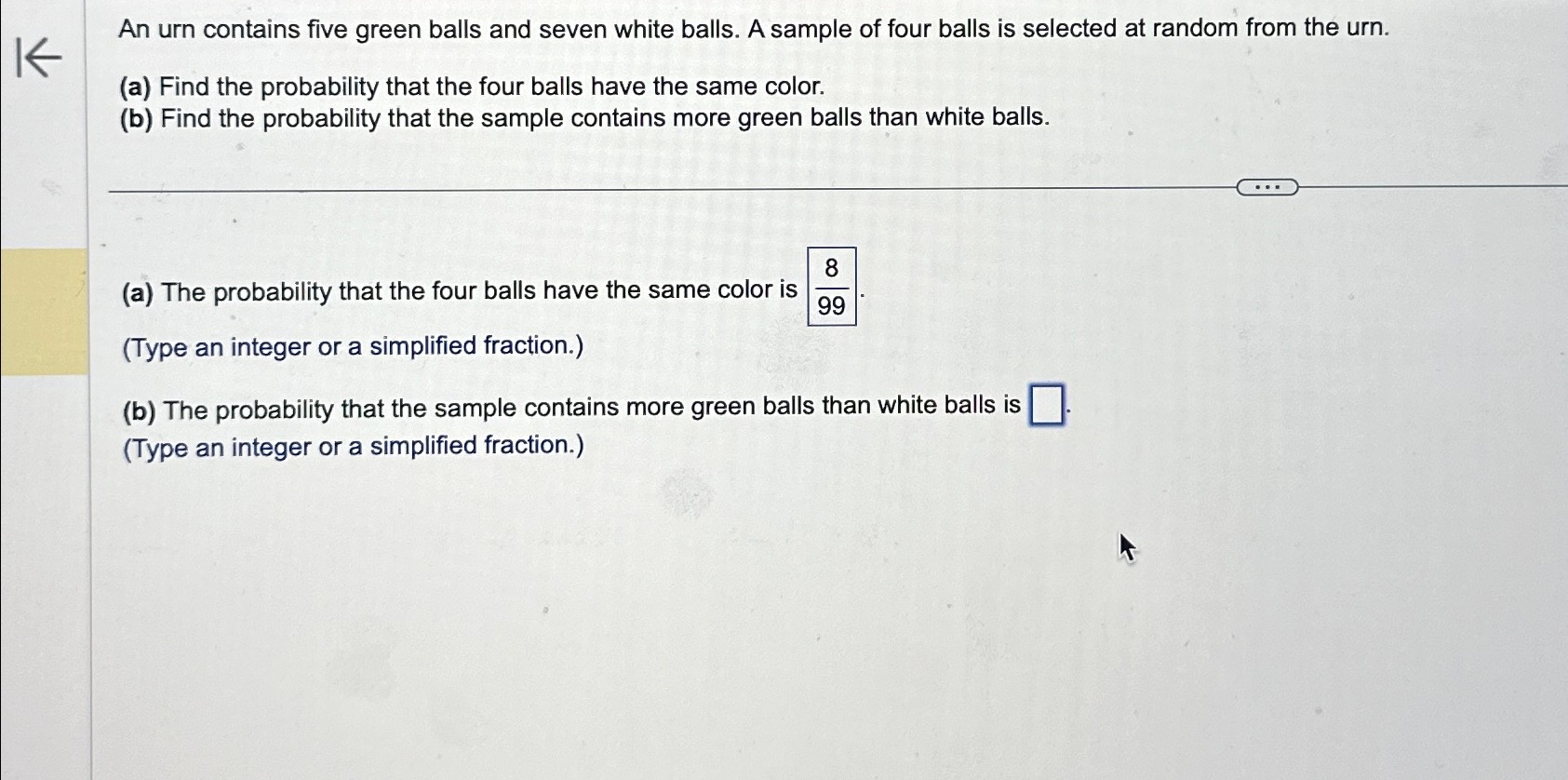 Solved An urn contains five green balls and seven white | Chegg.com
