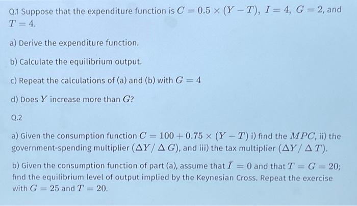 Solved Q.1 Suppose that the expenditure function is | Chegg.com