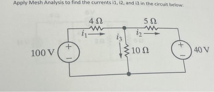 Solved Apply Mesh Analysis to find the currents i1, i2, and | Chegg.com