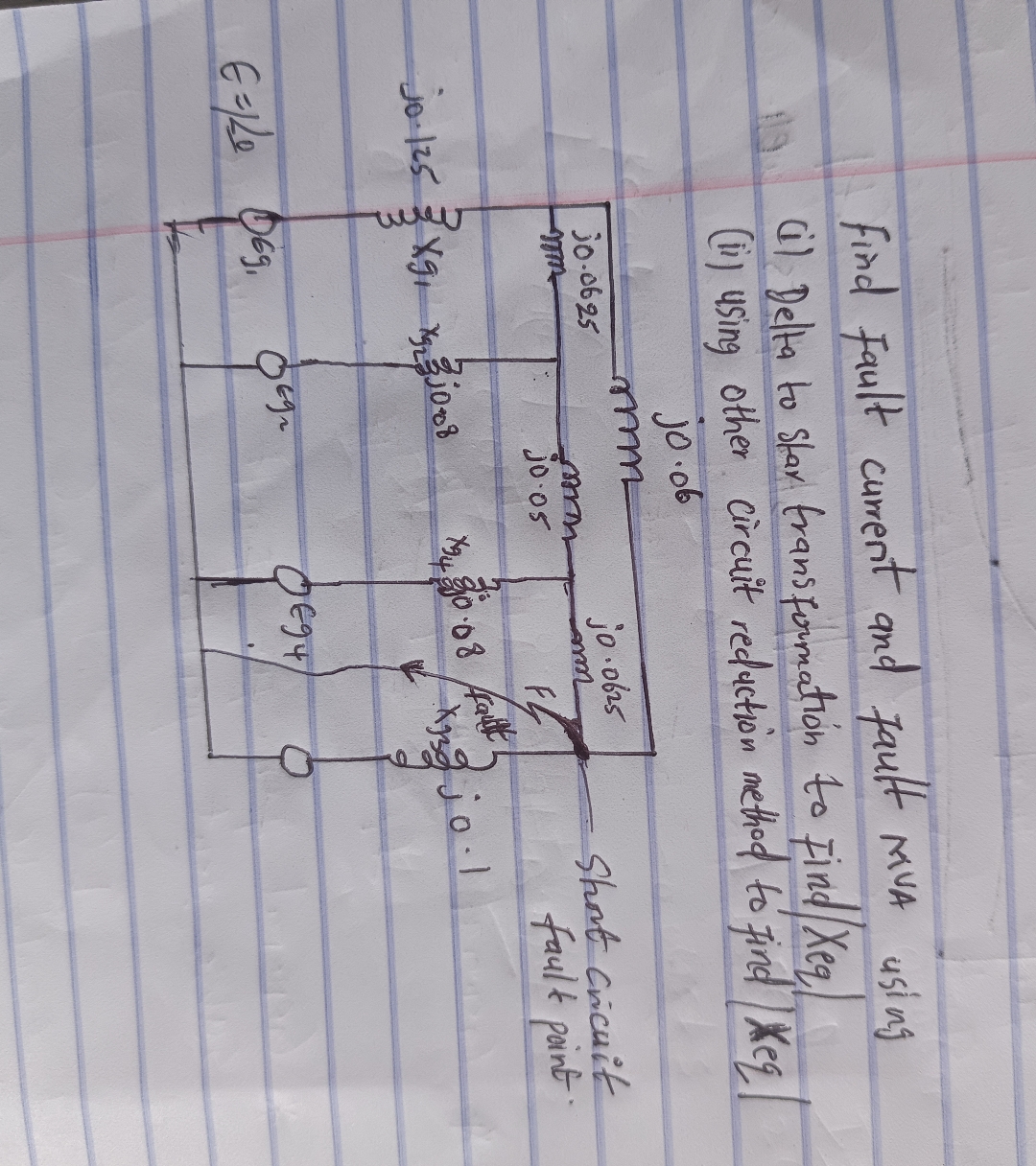 Solved pleaese solve on paper for me Find fault curent and | Chegg.com