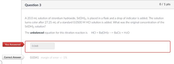 Solved A 20.0 mL solution of strontium hydroxide, Sr(OH2, is | Chegg.com