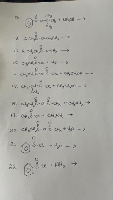 Solved 12. CH₂ CH₂ 13. 2 CH₂C-O-CH₂CH₂ 14. 2 CH₂CH₂C²-0-CH₂ | Chegg.com