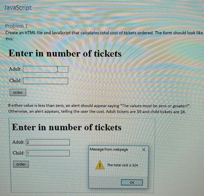 Solved Javascript Problem 1 Create An Html File And 7810