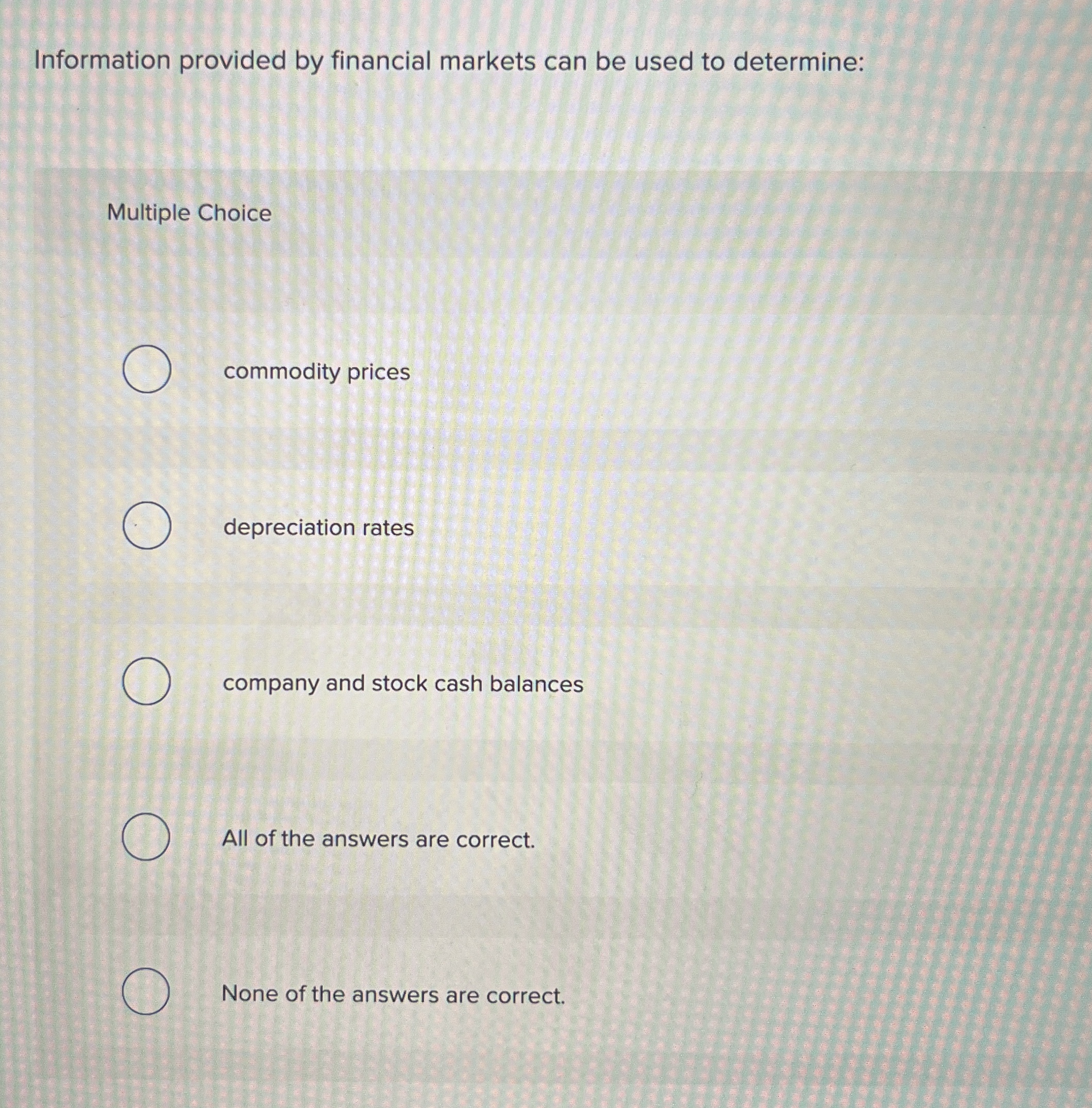 Solved Information provided by financial markets can be used | Chegg.com