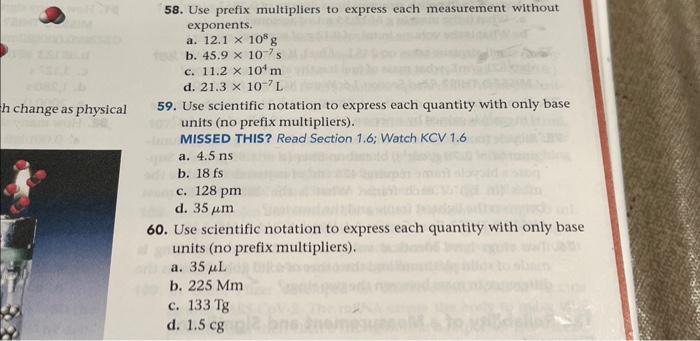 Solved 58. Use prefix multiplicrs to express each | Chegg.com