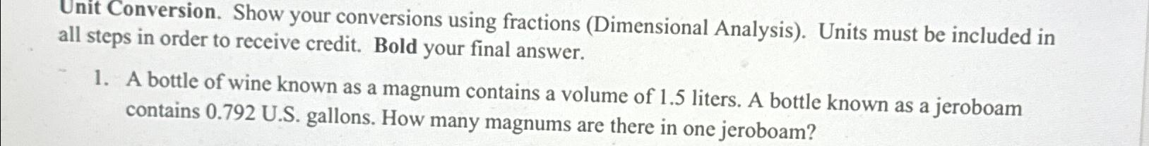 Solved Unit Conversion. Show your conversions using | Chegg.com