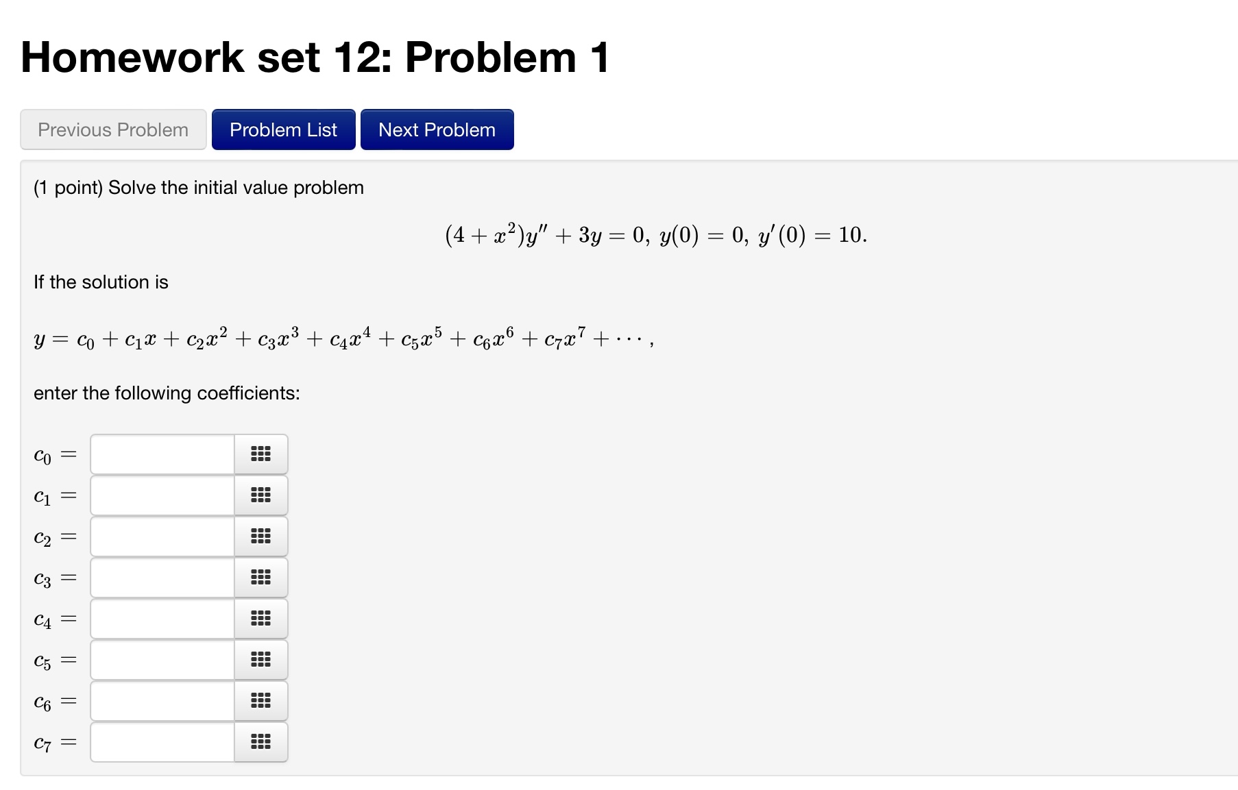 Solved (1 ﻿point) ﻿Solve the initial value | Chegg.com