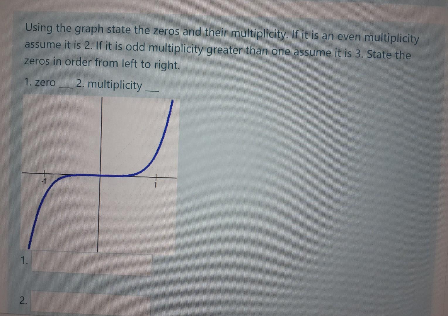 Solved Using the graph state the zeros and their | Chegg.com