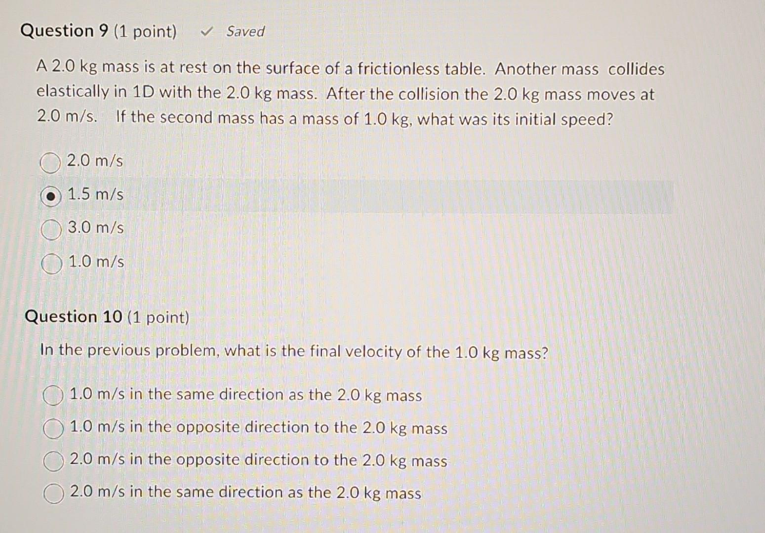 Solved A 2.0 kg mass is at rest on the surface of a | Chegg.com