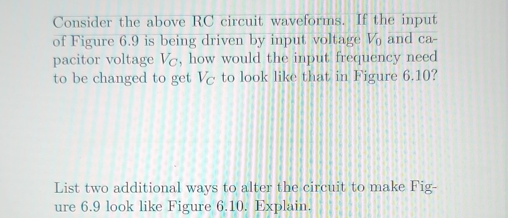 Solved Consider the above RC circuit waveforms. If the input | Chegg.com